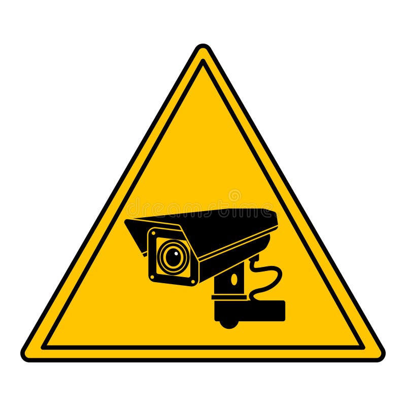 Yellow CCTV Warning Sign. stock vector. Illustration of area - 340558333