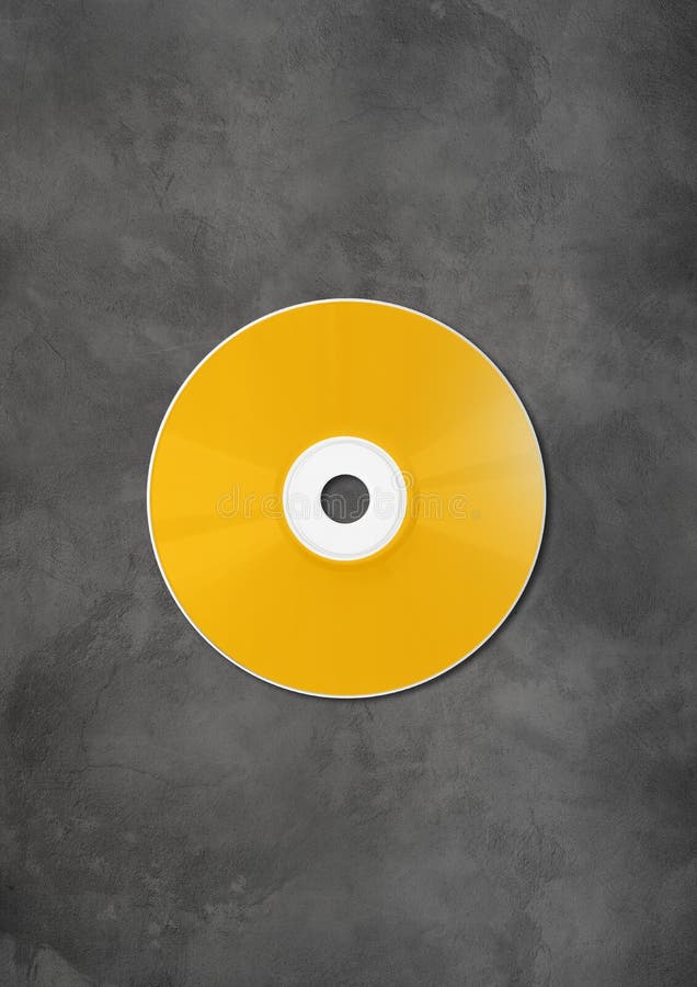 Yellow CD - DVD Mockup Template Isolated on Concrete Background Stock ...