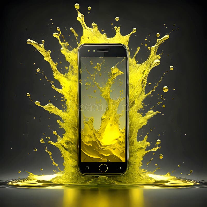 The Yellow Cellphone Splash Stock Illustration - Illustration of ...
