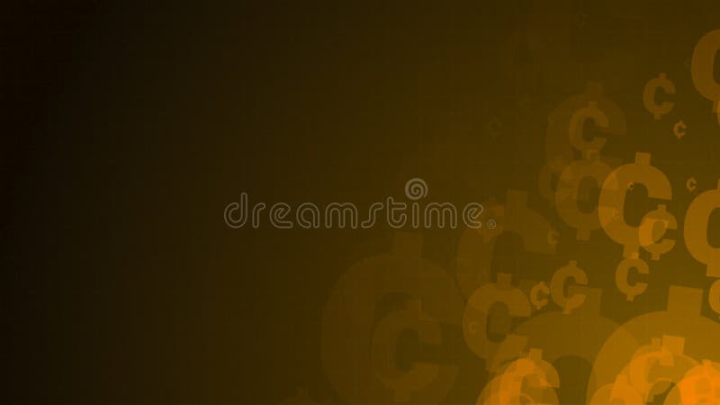 Yellow Cent Symbol Shapes are Moving from the Bottom Right of a ...