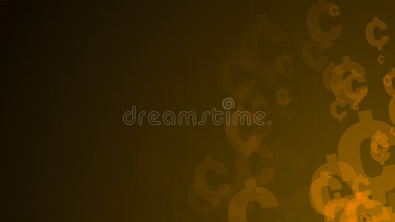 Yellow Cent Symbol Shapes are Moving from the Bottom Right of a ...