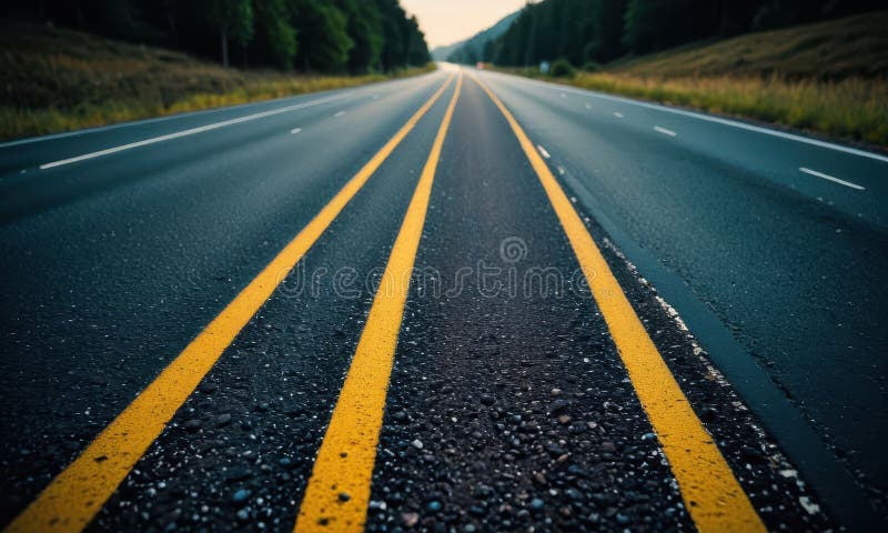 Yellow Center Line on a Road, Suitable for Transportation or ...