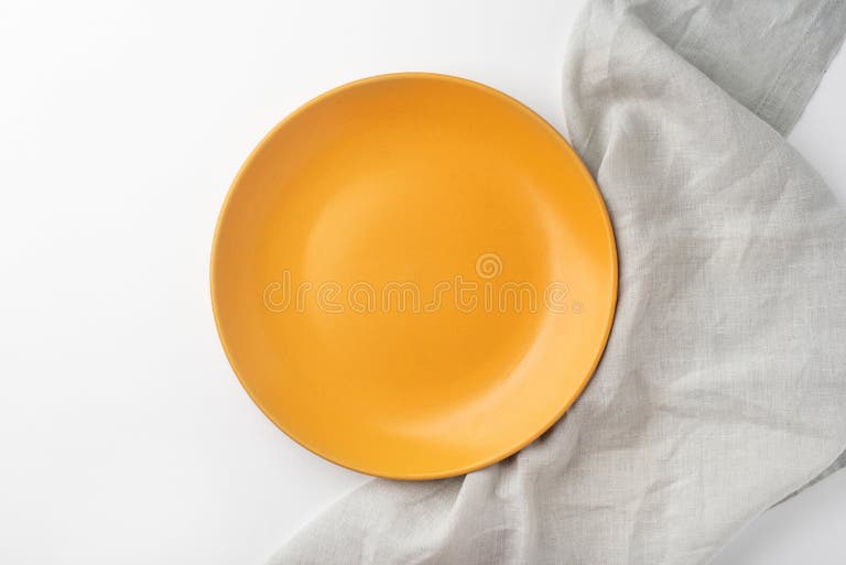 Yellow Ceramic Plate on a White Background. Stock Image - Image of ...