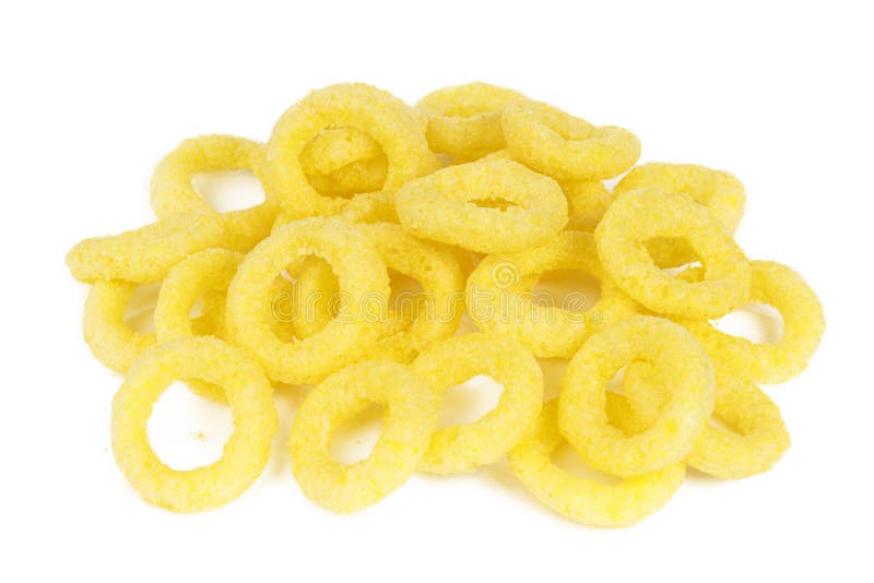 Yellow Cereal Rings on a White Background, Beer Snack Stock Photo ...