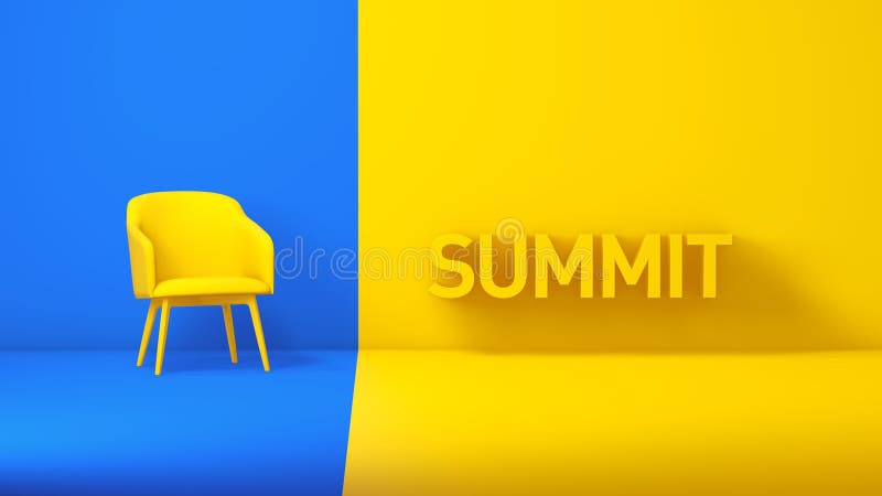 Yellow Chair on a Blue Backdrop and Title Text - Summit. Yellow Studio ...