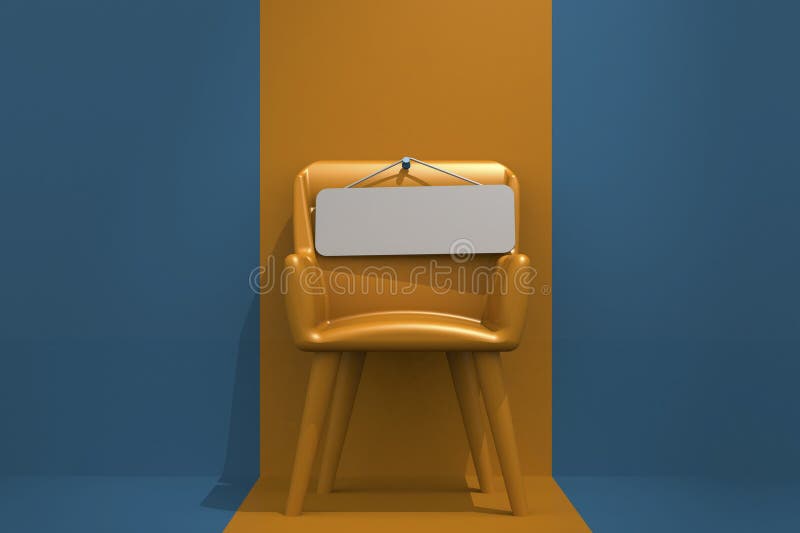 Yellow Chair with Empty Banner Stock Illustration - Illustration of ...