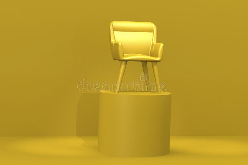 Yellow Chair on Top of Podium Stock Illustration - Illustration of ...