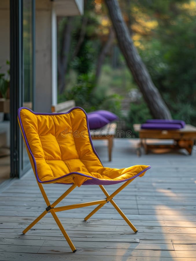 Yellow Chair Wooden Deck Garden Setting Stock Photos - Free & Royalty ...