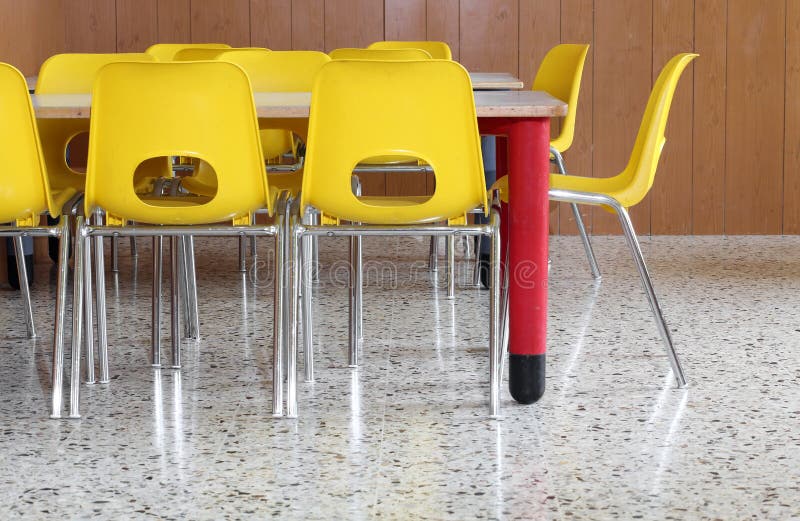 Yellow Chairs and Tables in the Kindergarten Stock Image - Image of ...