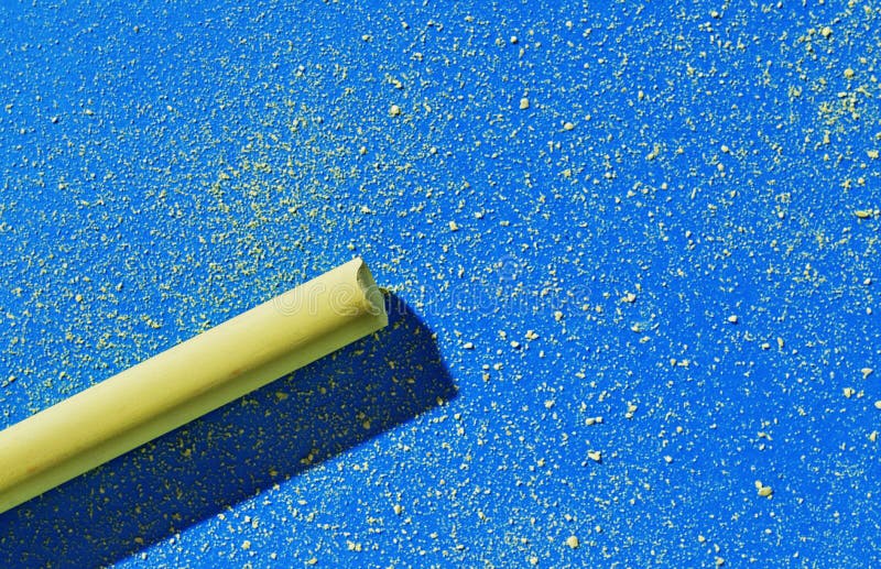 Yellow Chalk On Blue Background Stock Image - Image of isolated ...