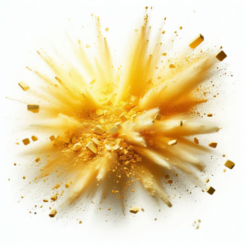 Yellow Chalk Pieces and Dust Flying, Exploding in a Bright, Sun Stock ...