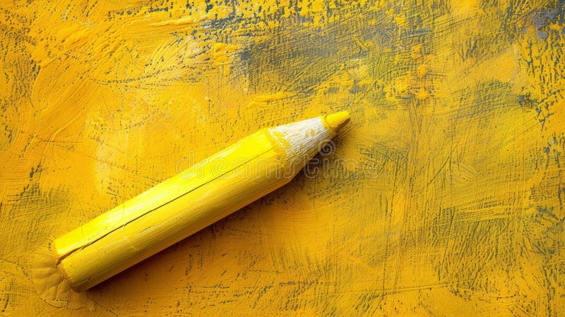 Yellow Chalk on Yellow Surface Stock Image - Image of stationary ...