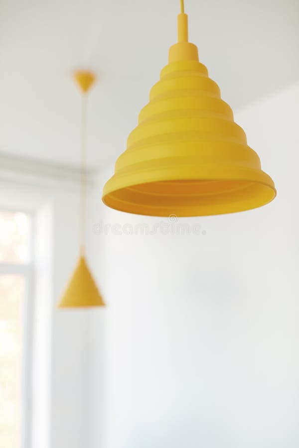 Yellow Chandeliers on Ceiling Stock Image - Image of light, chandelier ...