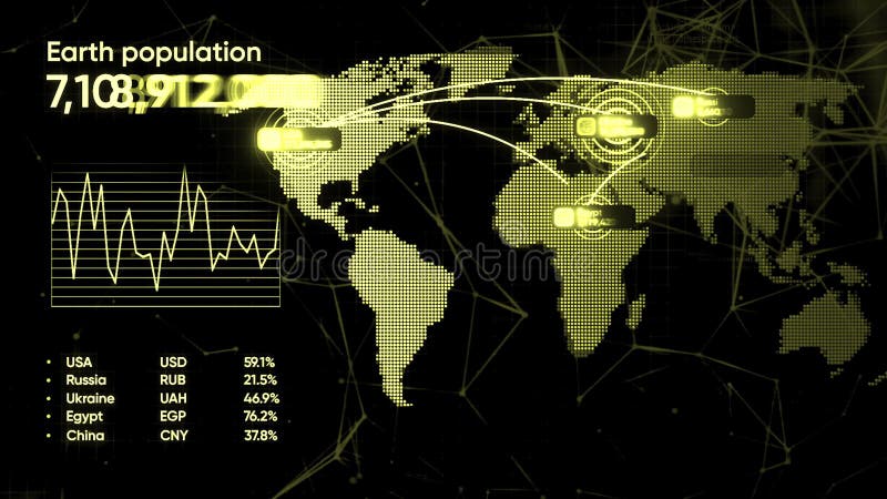 Graph of Earth S Population. Motion. Animated World Map with Moving ...