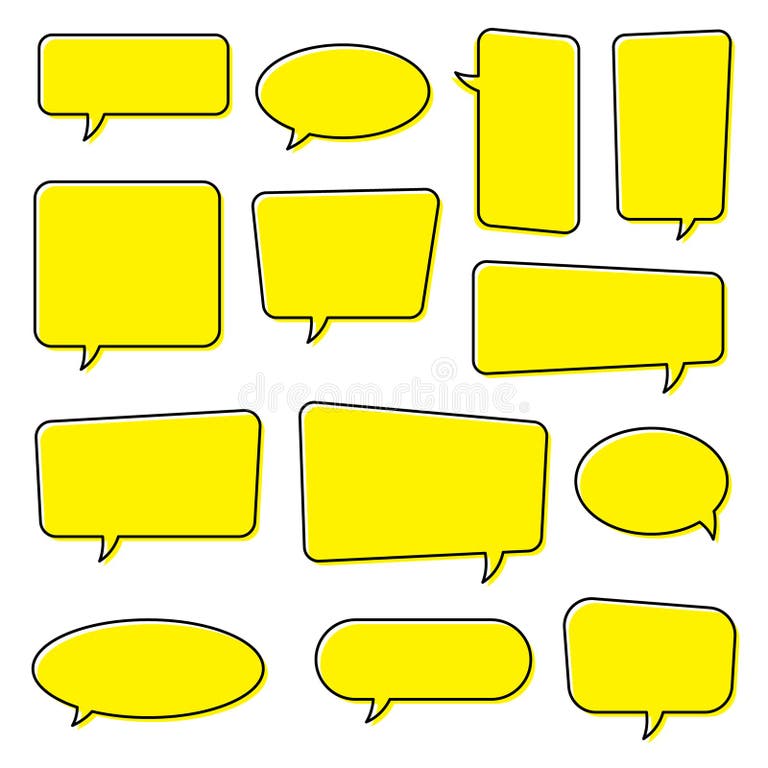 Yellow Chat Bubble, Yellow Speech Bubble, Message Box Set. Stock Vector ...