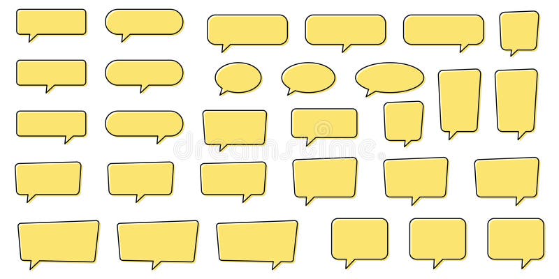 Yellow Chat Bubble, Yellow Speech Bubble, Message Box Set. Stock Vector ...
