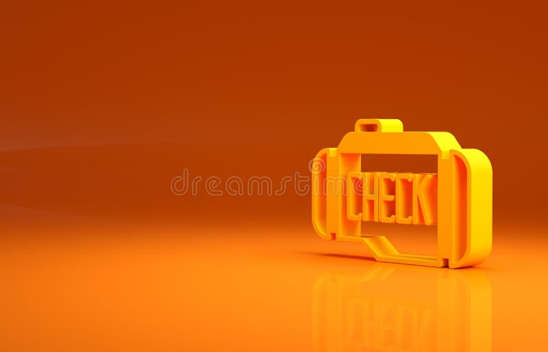 Yellow Check Engine Icon Isolated on Orange Background. Minimalism ...