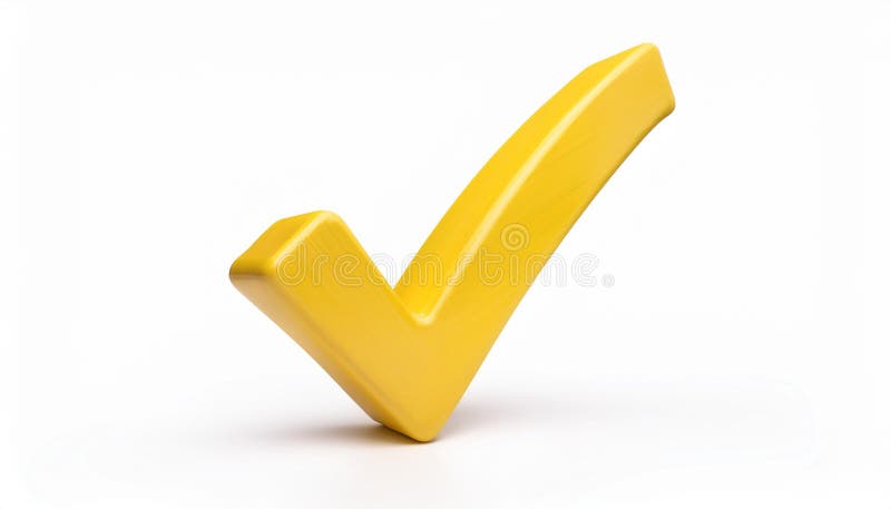 Yellow Check Mark Icon. Symbol of Approval. 3D Rendering, Modern ...