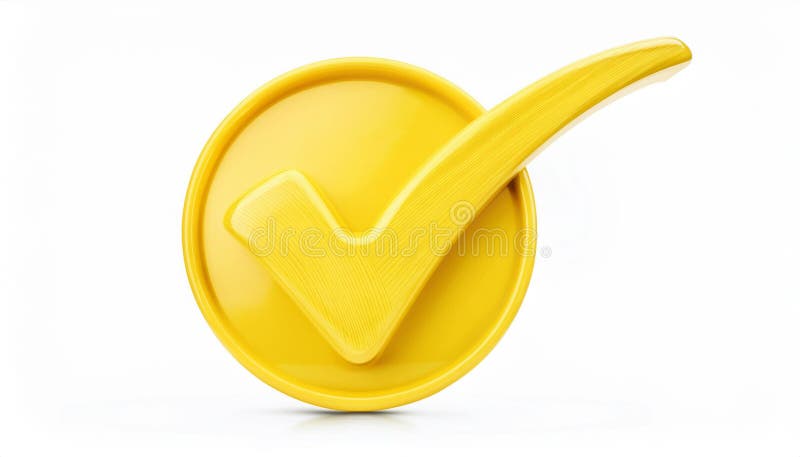 Yellow Check Mark Icon. Symbol of Approval. 3D Rendering, Modern ...