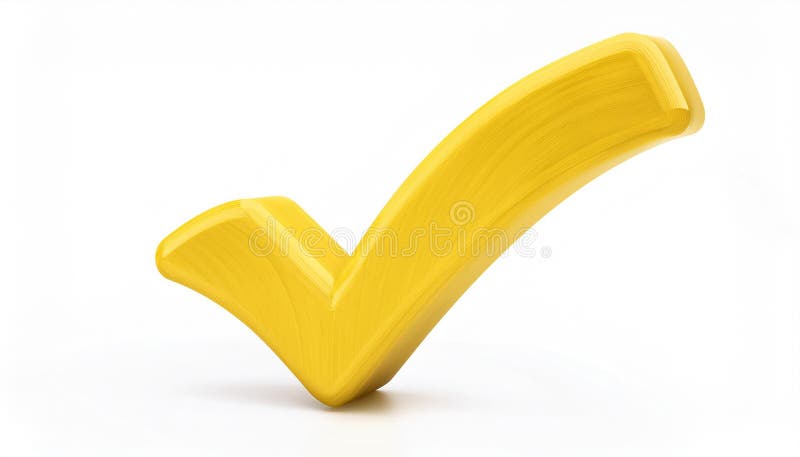 Yellow Check Mark Icon. Symbol of Approval. 3D Rendering, Modern ...