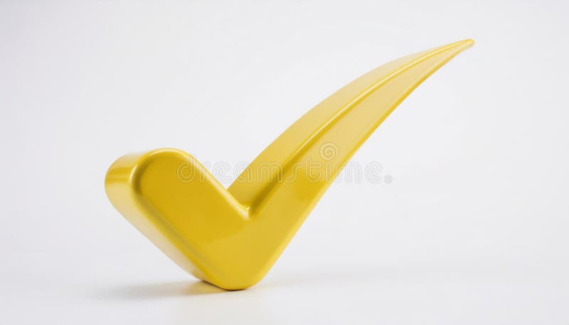 Yellow Check Mark Icon. Symbol of Approval. 3D Rendering, Modern ...