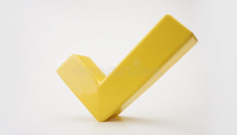 Yellow Check Mark Icon. Symbol of Approval. 3D Rendering, Modern ...
