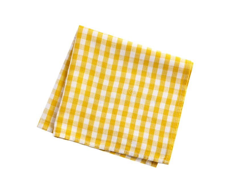Yellow Checkered Folded Tablecloth, Gingham Cloth, Food Decor Element ...