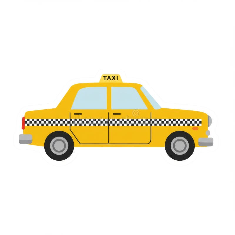 Yellow Checkered Taxi Cab Illustration Stock Illustration ...