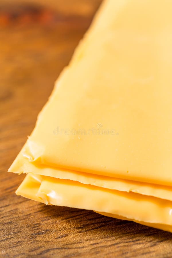 Yellow Cheddar American Cheese Singles Stock Image - Image of processed ...