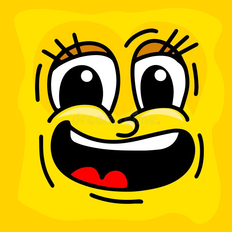 Yellow Cheerful Face. White Teeth. Vector Illustration Stock Vector ...