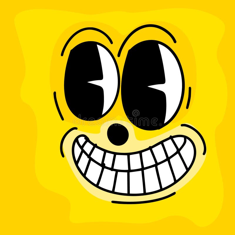 Yellow Cheerful Face. White Teeth. Vector Illustration Stock Vector ...