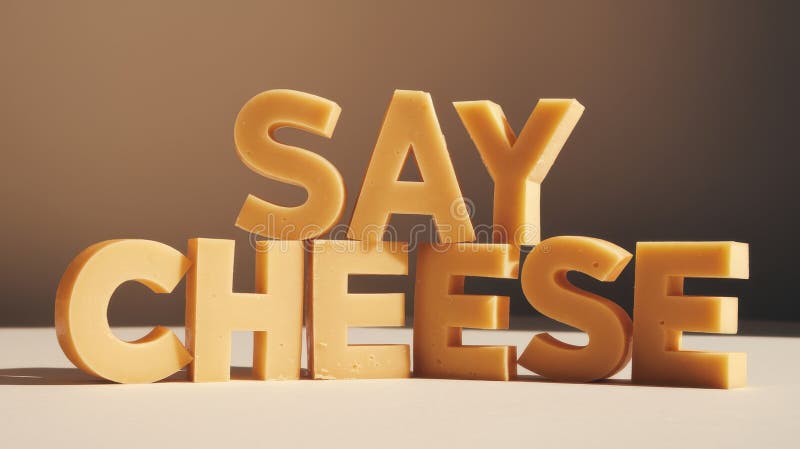 Yellow Cheese Blocks Arranged To Spell Say Cheese in 3D Design Stock ...