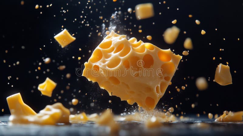 Yellow Cheese Crumbles in Dark Background Stock Illustration ...