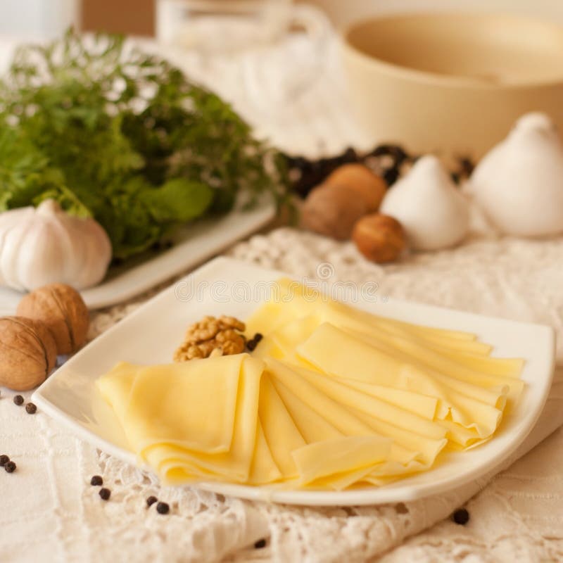 Yellow cheese stock photo. Image of plate, presented - 44073946