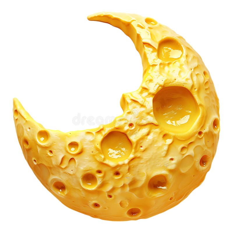 Yellow Cheese Moon on Transparent Background - Ai Generated Stock ...