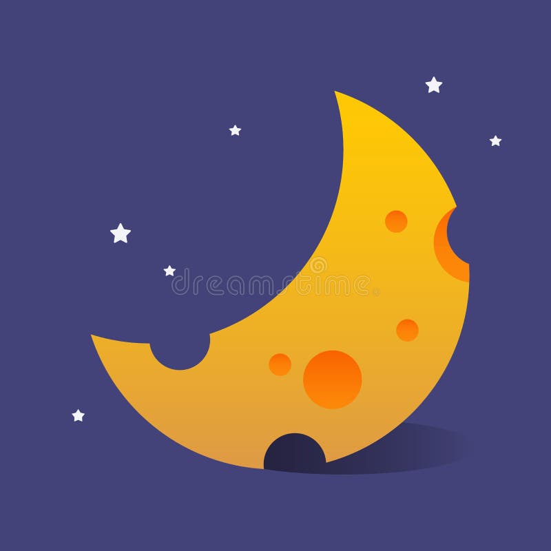 Yellow cheese moon stock vector. Illustration of dairy - 268479532