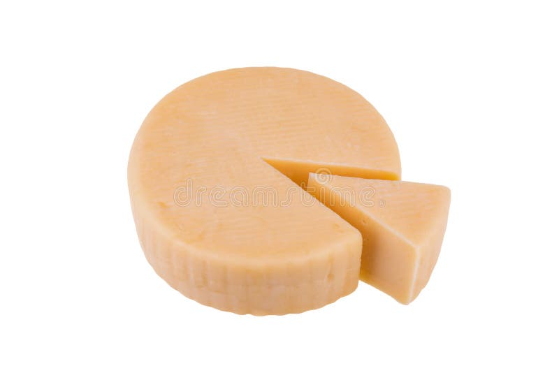 Yellow Cheese Wheel Isolated on White Background Stock Photo - Image of ...