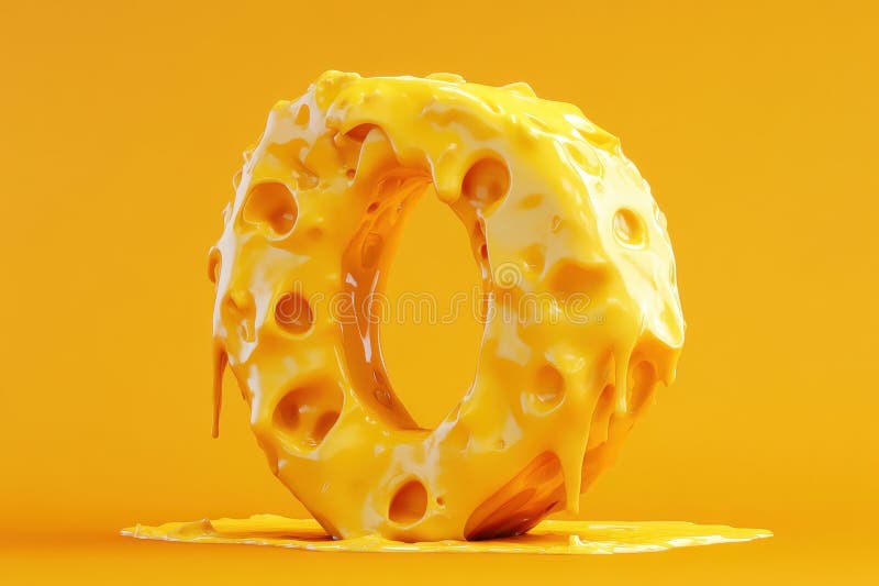 A Yellow Cheese Wheel with a Letter O on Top Stock Illustration ...