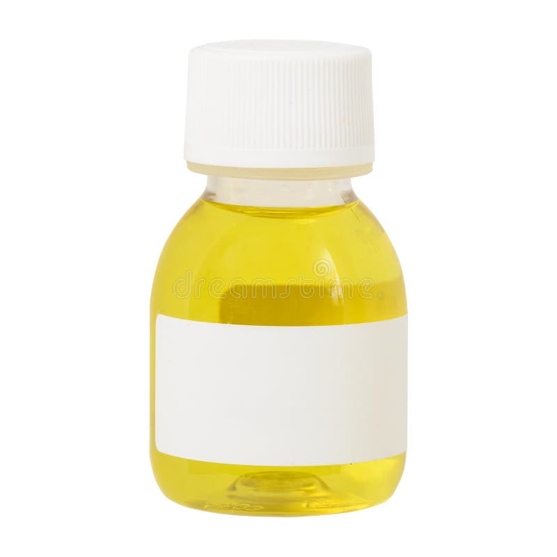 Yellow Chemical Solution in a Plastic Bottle, Isolated on a White ...