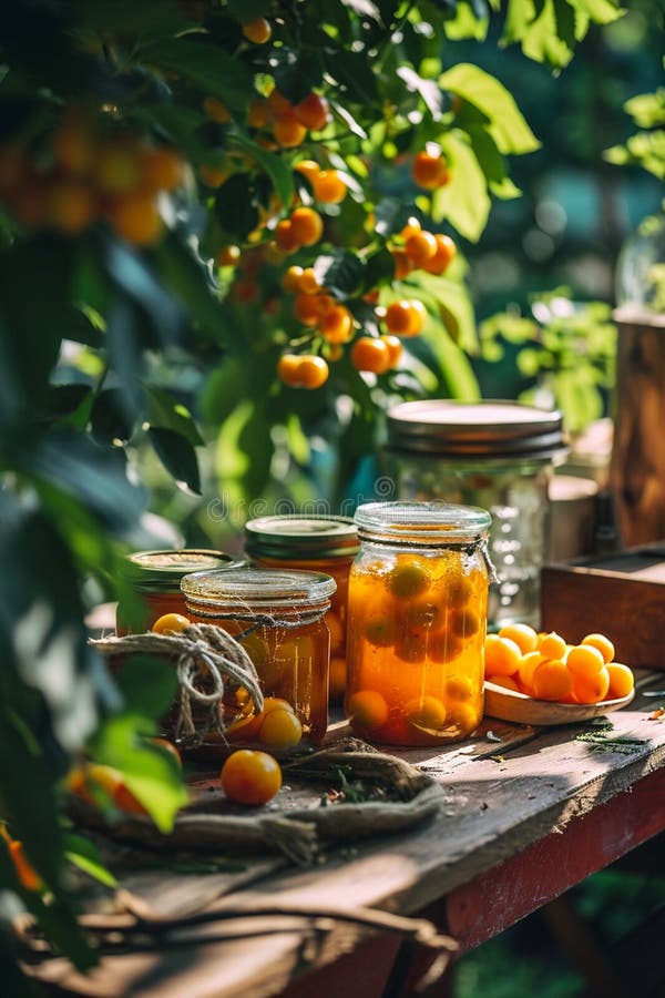 Yellow Cherry Jam in a Jar. Selective Focus Stock Photo - Image of ...