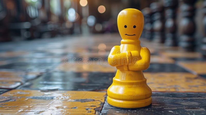 A Yellow Chess Piece with a Smiley Face on it Sitting in the Middle of ...