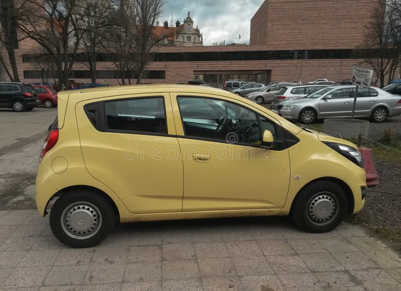 Yellow Chevrolet Spark Car in Leipzig Editorial Stock Photo - Image of ...