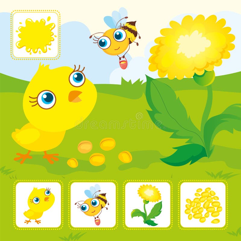 Yellow Chick with Bee stock vector. Illustration of cute - 83626753