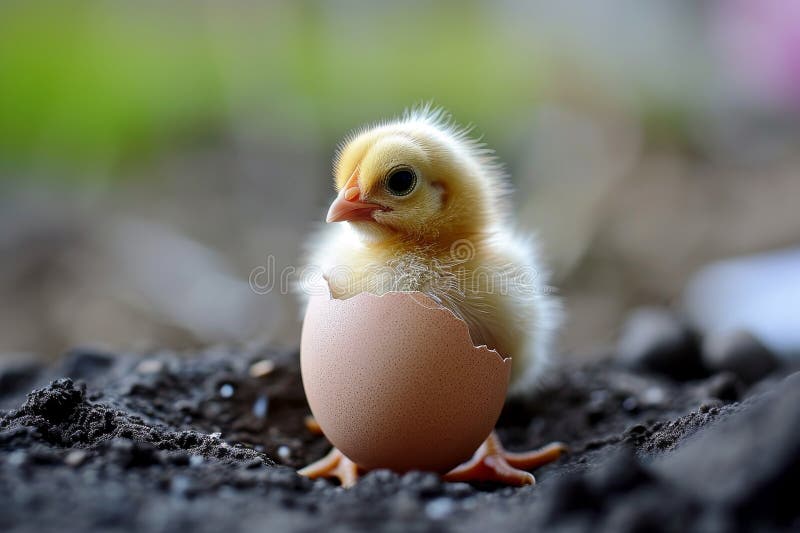 Yellow Chicken Hatching from Egg Stock Illustration - Illustration of ...