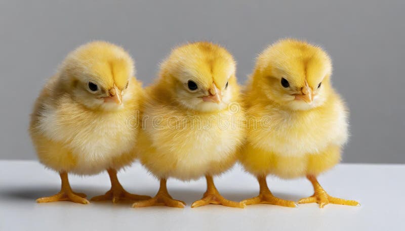 Three Chicken Hatchlings Lined Up in a Row Stock Illustration ...