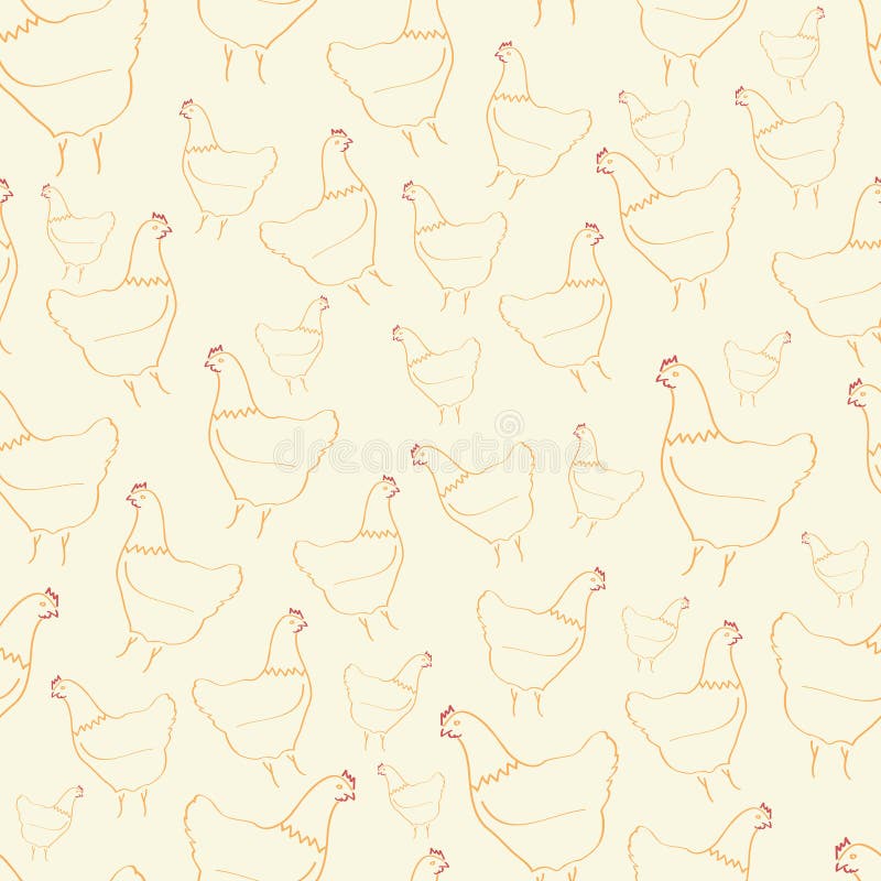 Easter Seamless Pattern with Hen and Nest. Hen and Chicken, Rooster ...