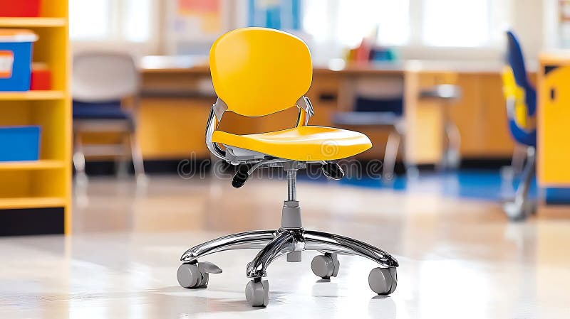 Yellow Child S Chair on Wheels in Classroom Stock Image - Image of ...