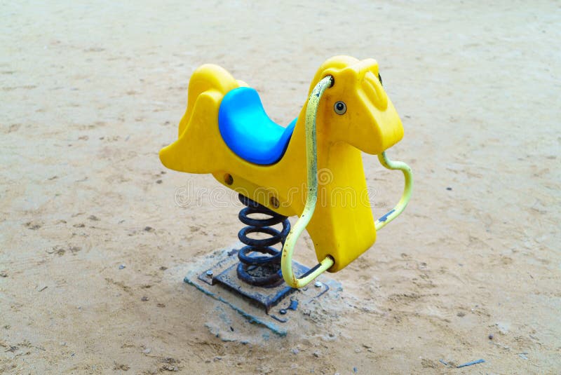 Yellow Children S Horse on the Playground Stock Image - Image of ...