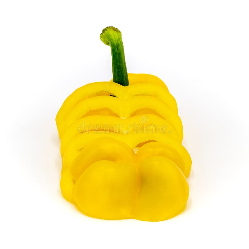 Yellow Chilli Slices Separated on a White Background Stock Photo ...