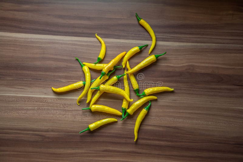 Yellow Chilli on the Table View from Above Stock Photo - Image of view ...